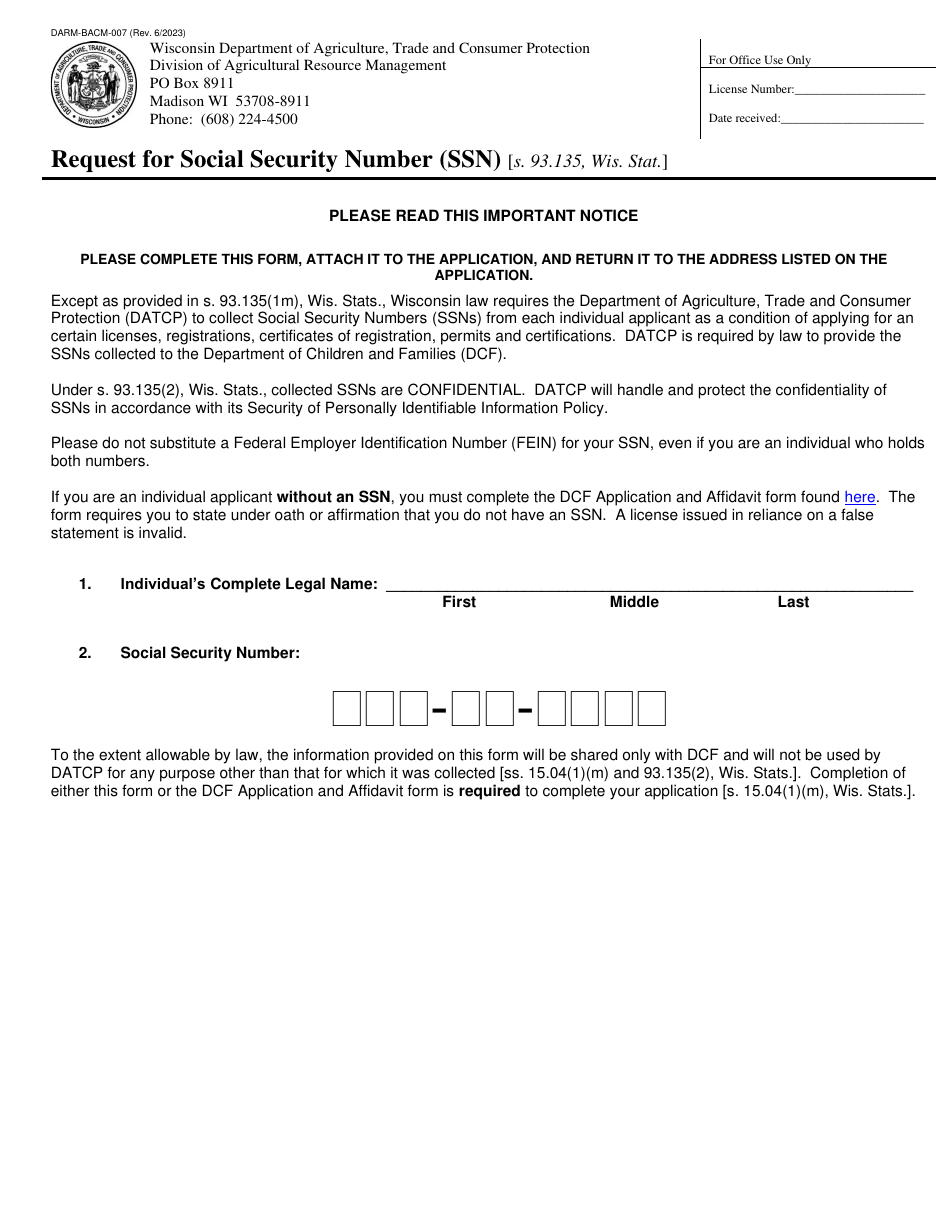 Form DARM-BACM-007 - Fill Out, Sign Online and Download Printable PDF ...