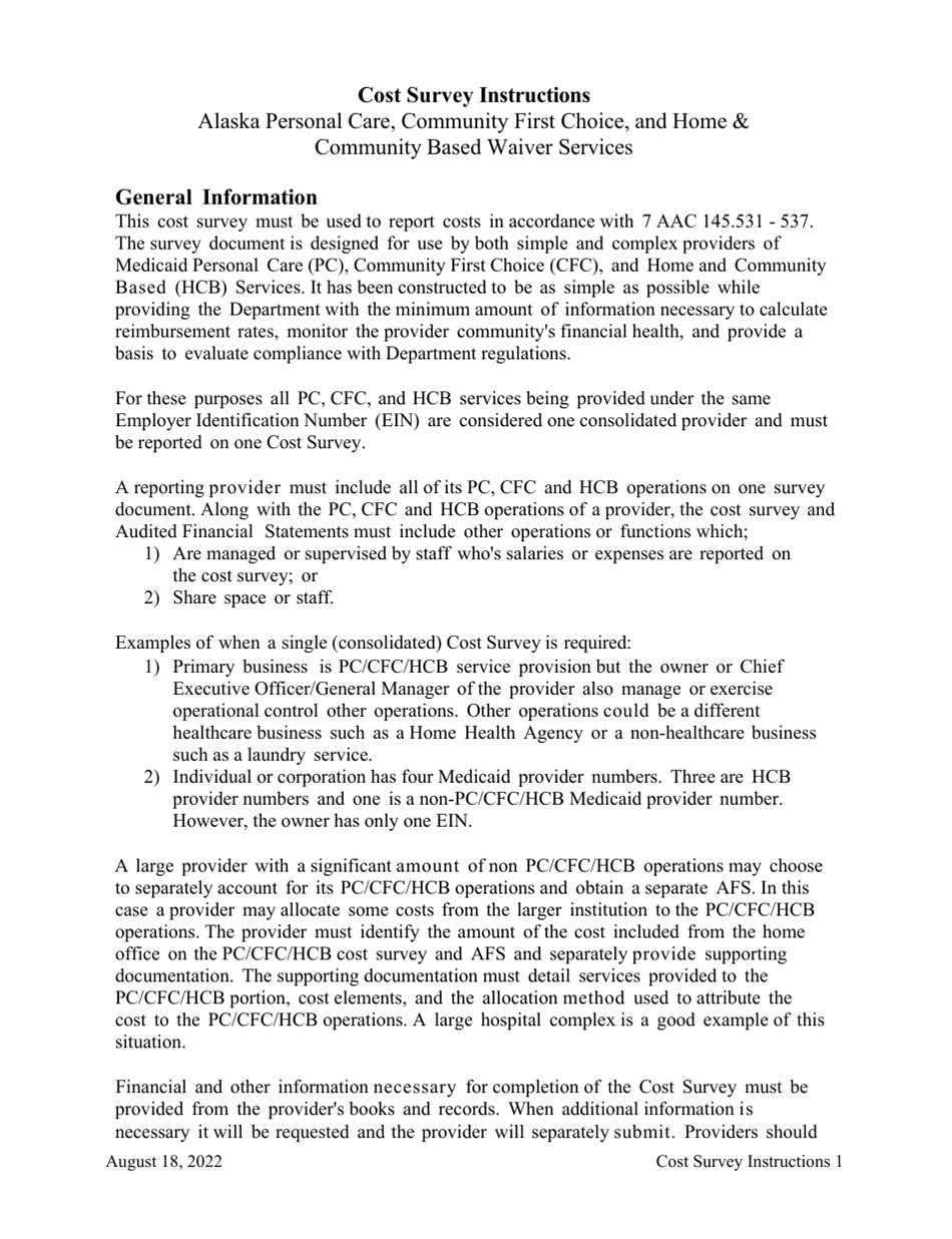 Download Instructions for Cost Survey PDF | Templateroller