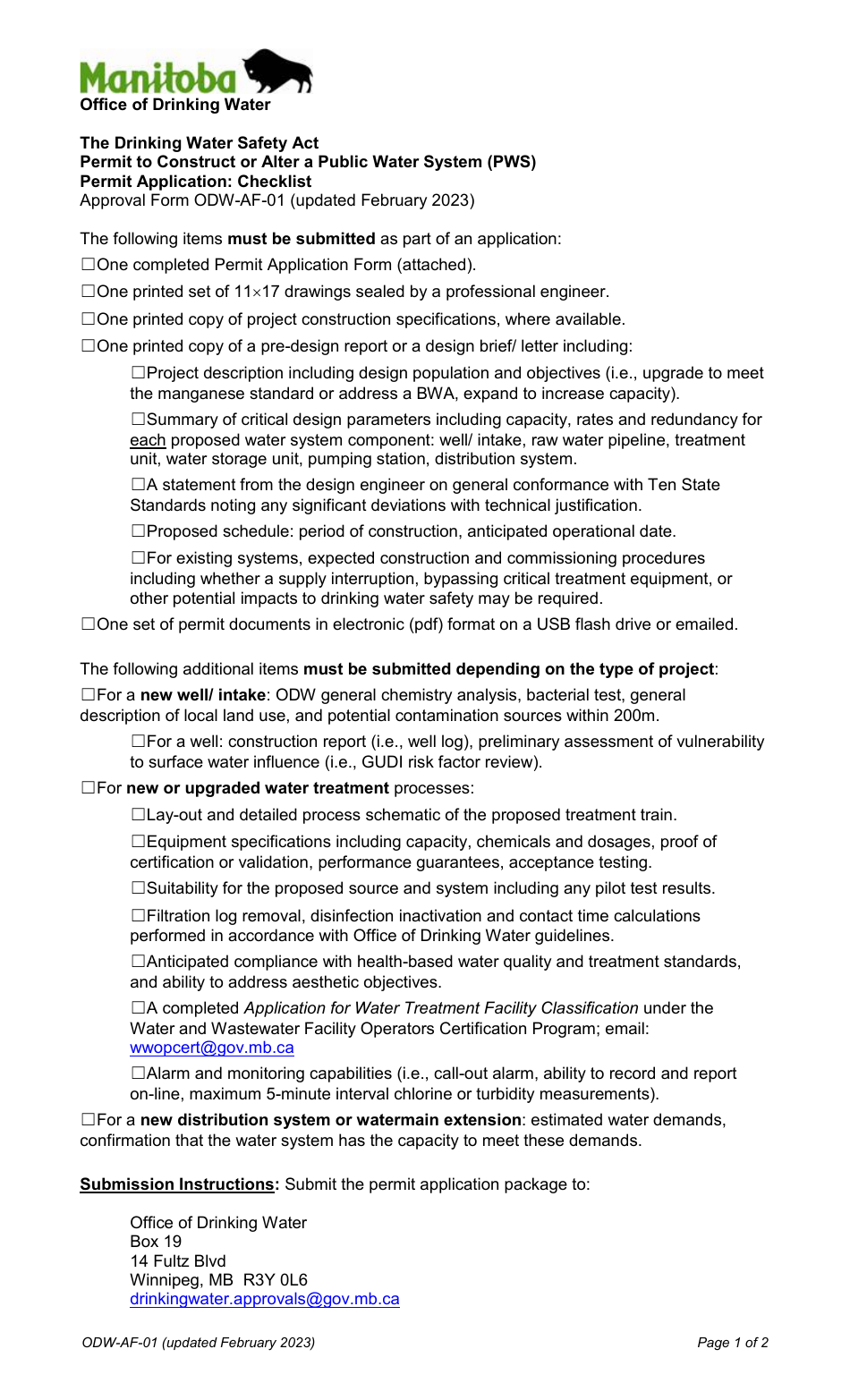 Form ODW-AF-01 - Fill Out, Sign Online and Download Printable PDF ...