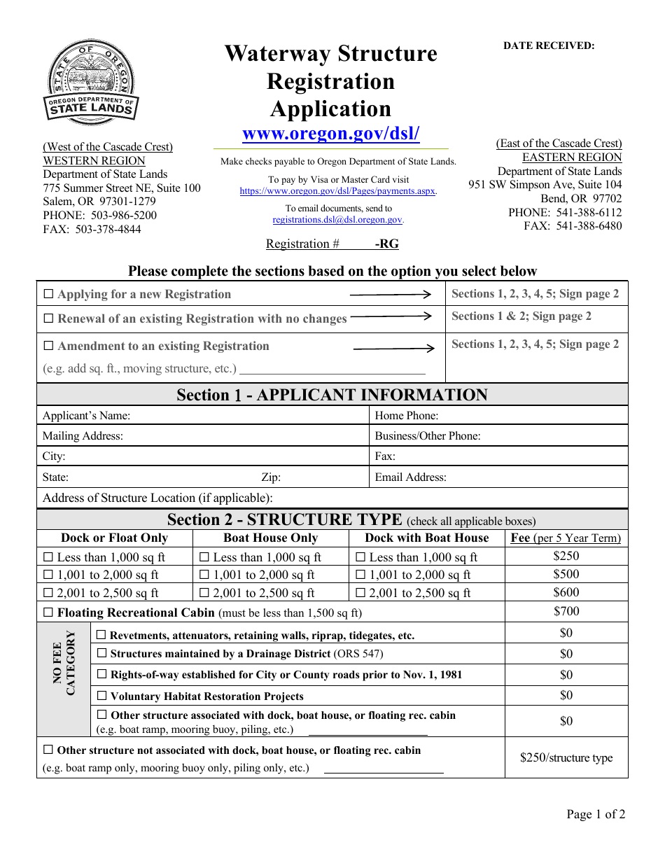 Oregon Waterway Structure Registration Application - Fill Out, Sign ...