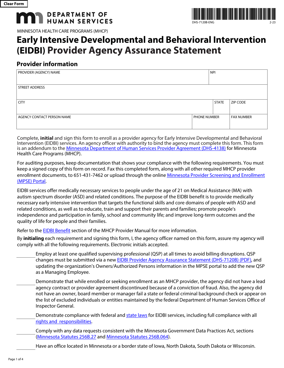 Form DHS-7120B-ENG - Fill Out, Sign Online and Download Fillable PDF ...