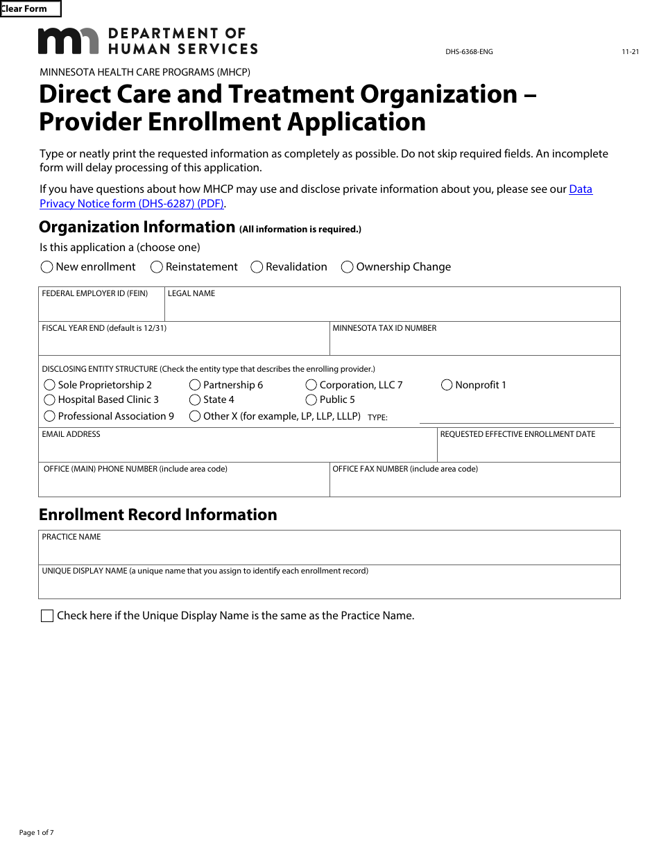 Form DHS-6368-ENG - Fill Out, Sign Online and Download Fillable PDF ...