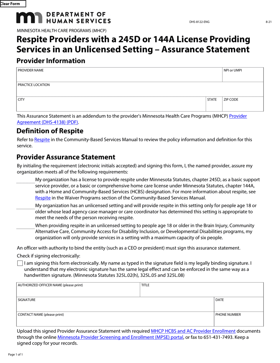 Form DHS-8122-ENG - Fill Out, Sign Online and Download Fillable PDF ...