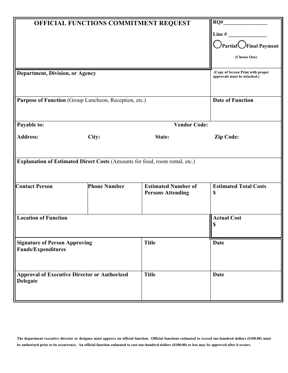 Colorado Official Functions Commitment Request - Fill Out, Sign Online ...