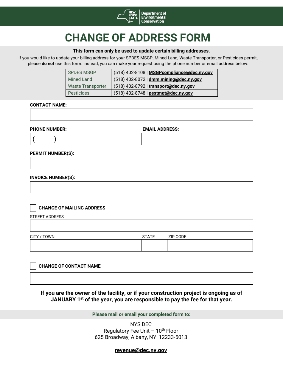 New York Change of Address Form - Fill Out, Sign Online and Download ...