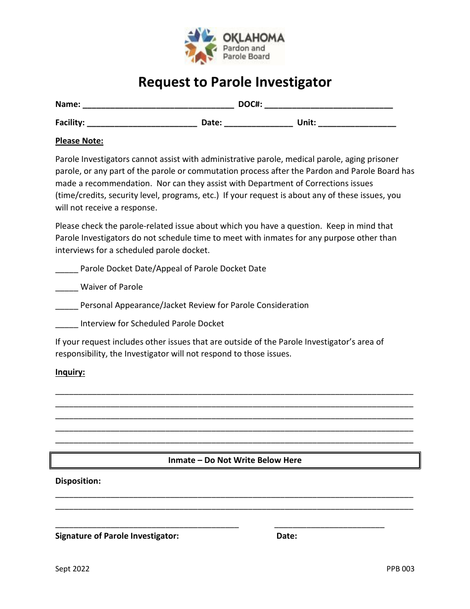 Form PPB003 - Fill Out, Sign Online and Download Printable PDF ...