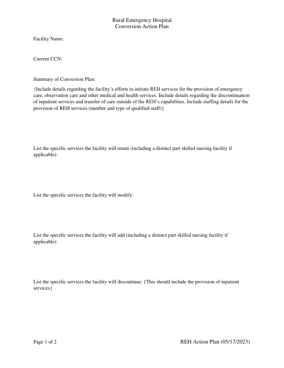 Arkansas Rural Emergency Hospital Conversion Action Plan - Fill Out ...