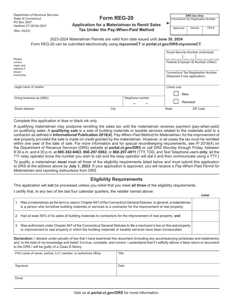Form REG-20 - 2024 - Fill Out, Sign Online and Download Printable PDF ...