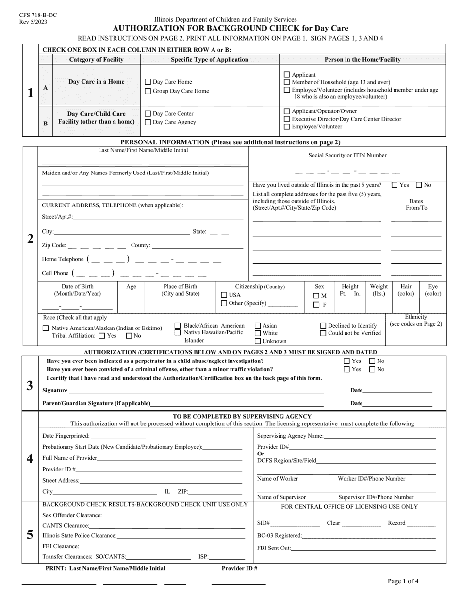 Form CFS718-B-DC - Fill Out, Sign Online and Download Fillable PDF ...