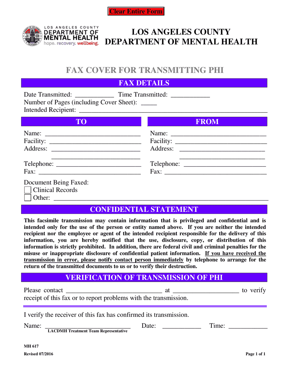 Form MH617 - Fill Out, Sign Online and Download Fillable PDF, County of ...