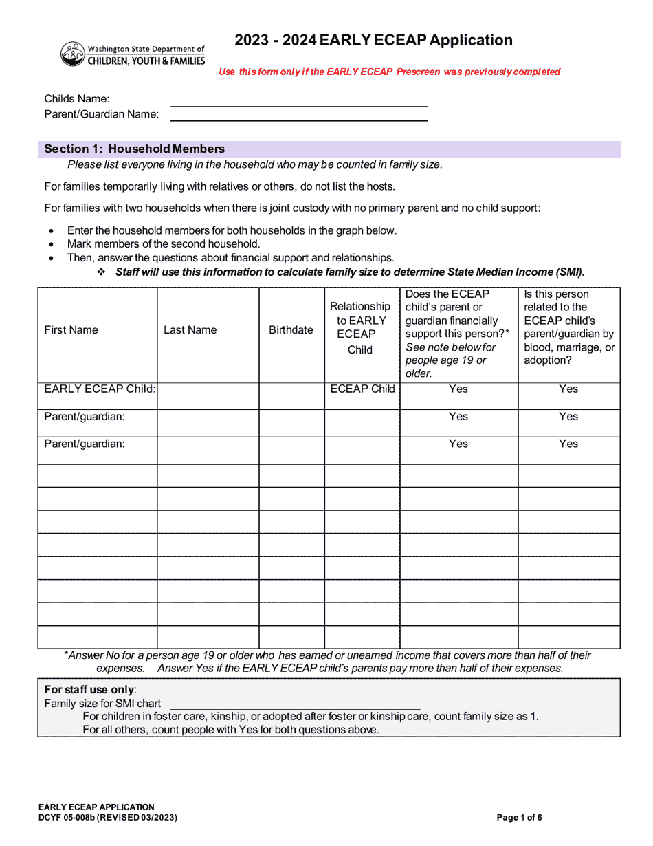 DCYF Form 05-008B Download Fillable PDF or Fill Online Early Eceap ...