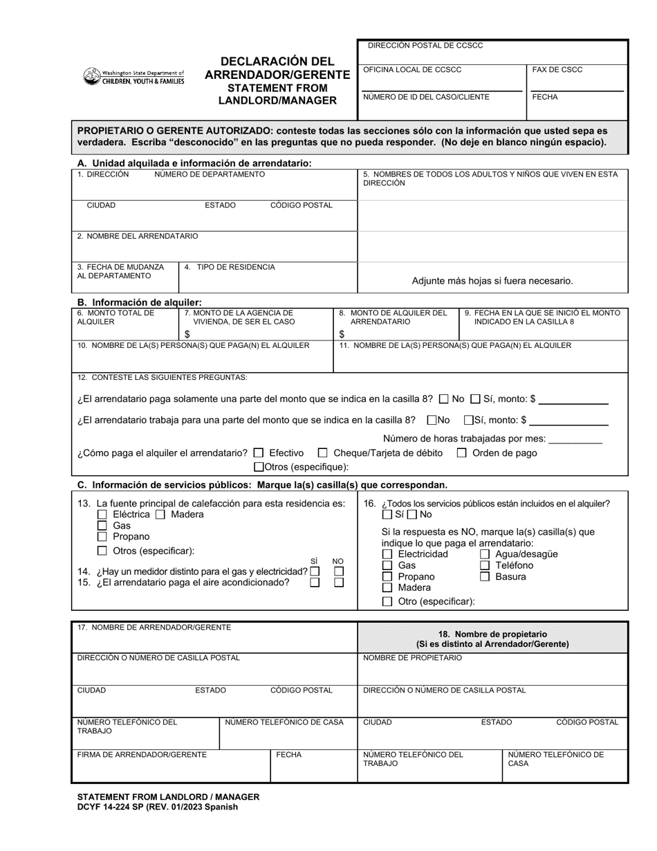 DCYF Formulario 14-224 - Fill Out, Sign Online and Download Printable ...