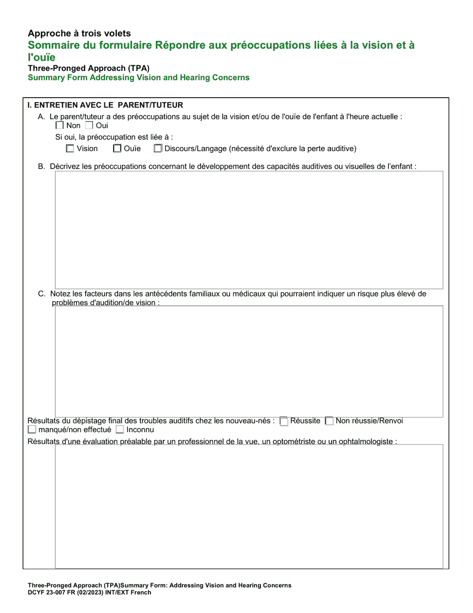 DCYF Forme 23-007 - Fill Out, Sign Online and Download Fillable PDF ...