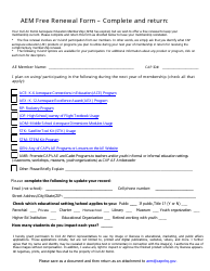 Aem Free Renewal Form - Fill Out, Sign Online and Download PDF | Templateroller