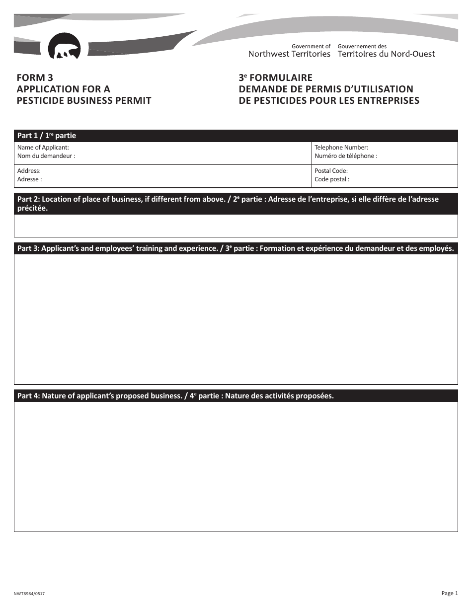 Form 3 (NWT8984) - Fill Out, Sign Online and Download Fillable PDF ...
