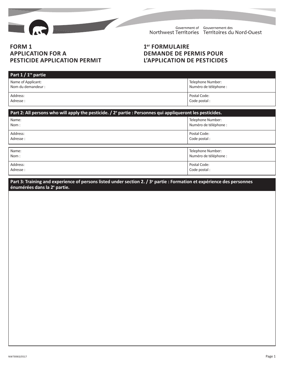 Form 1 (NWT8983) - Fill Out, Sign Online and Download Fillable PDF ...