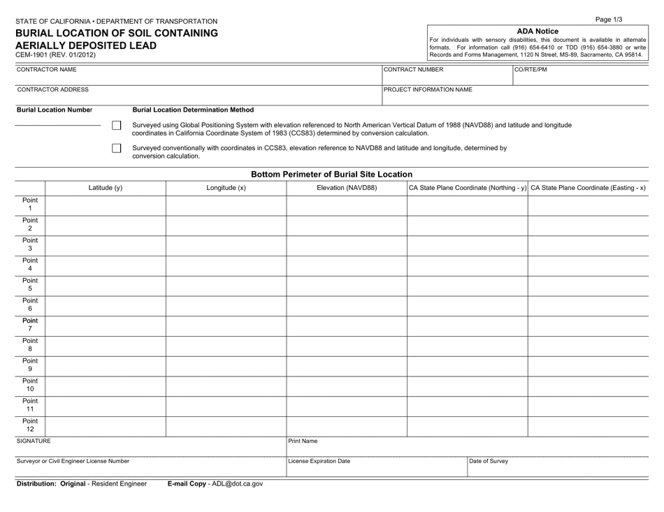 Form CEM-1901 - Fill Out, Sign Online and Download Fillable PDF ...