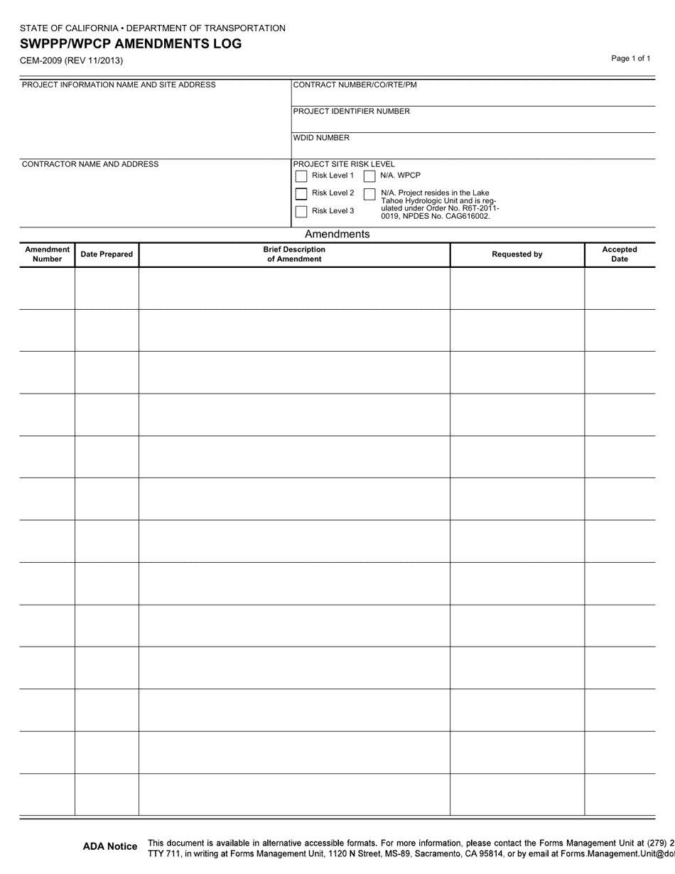 Form CEM-2009 - Fill Out, Sign Online and Download Fillable PDF, California | Templateroller