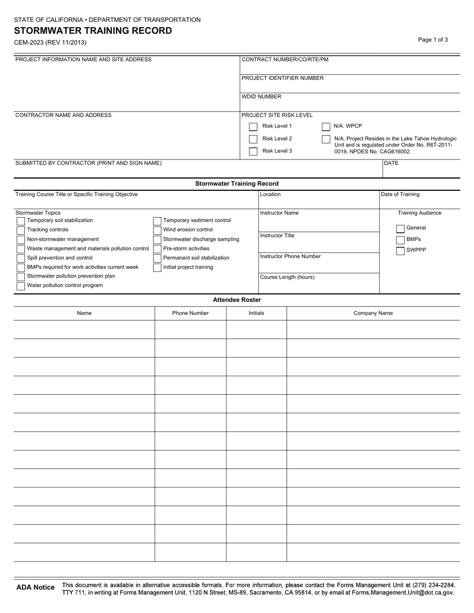 Form CEM-2023 - Fill Out, Sign Online and Download Fillable PDF ...