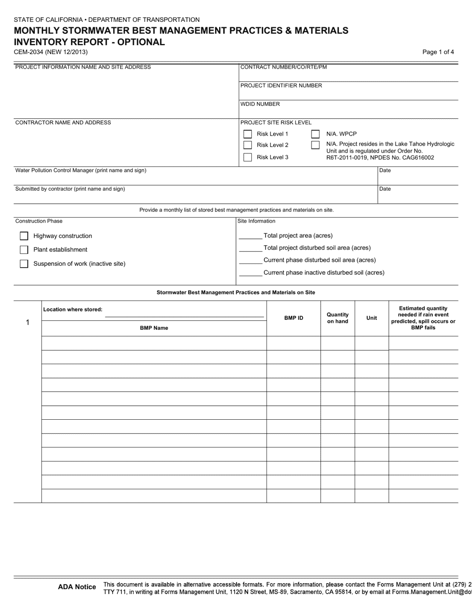 Form CEM-2034 - Fill Out, Sign Online and Download Fillable PDF ...