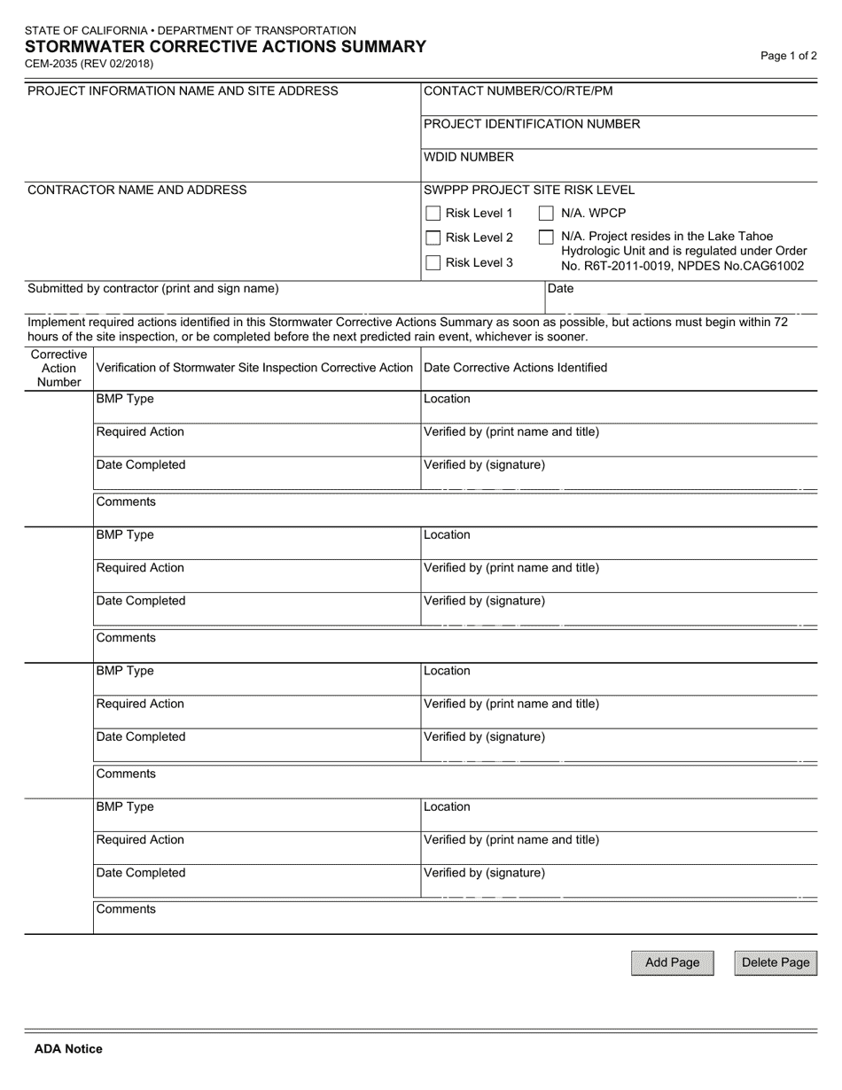 Form CEM-2035 - Fill Out, Sign Online and Download Fillable PDF ...