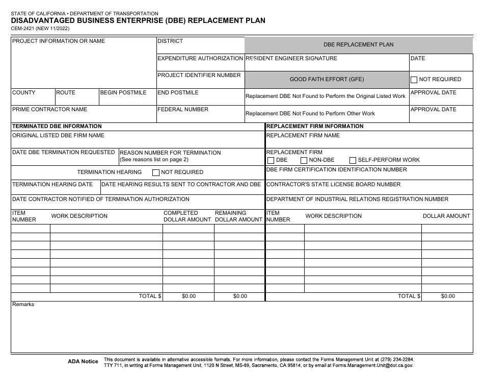 Form CEM-2421 - Fill Out, Sign Online and Download Fillable PDF ...