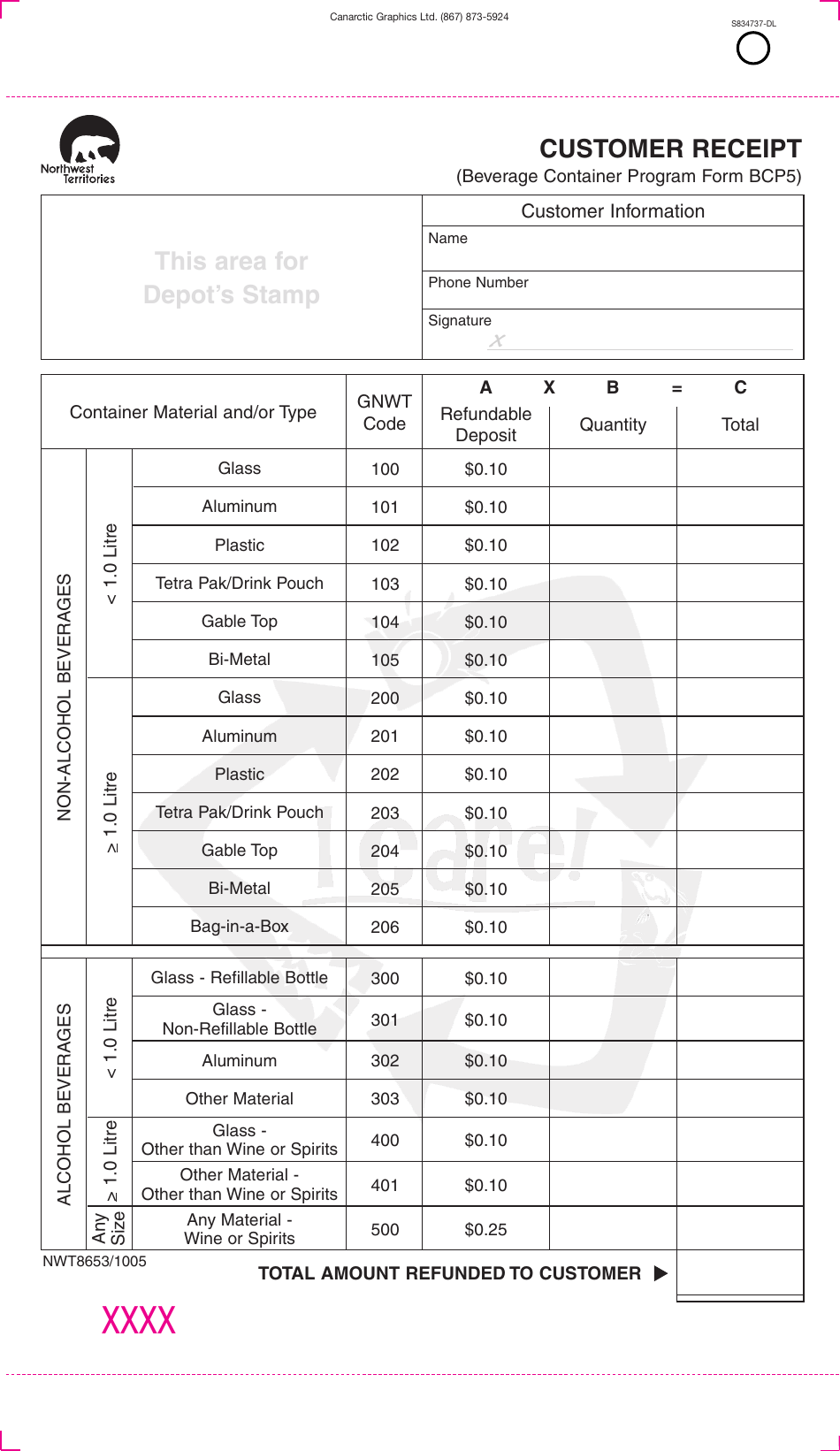 Form BCP5 (NWT8653) - Fill Out, Sign Online and Download Printable PDF, Northwest Territories ...