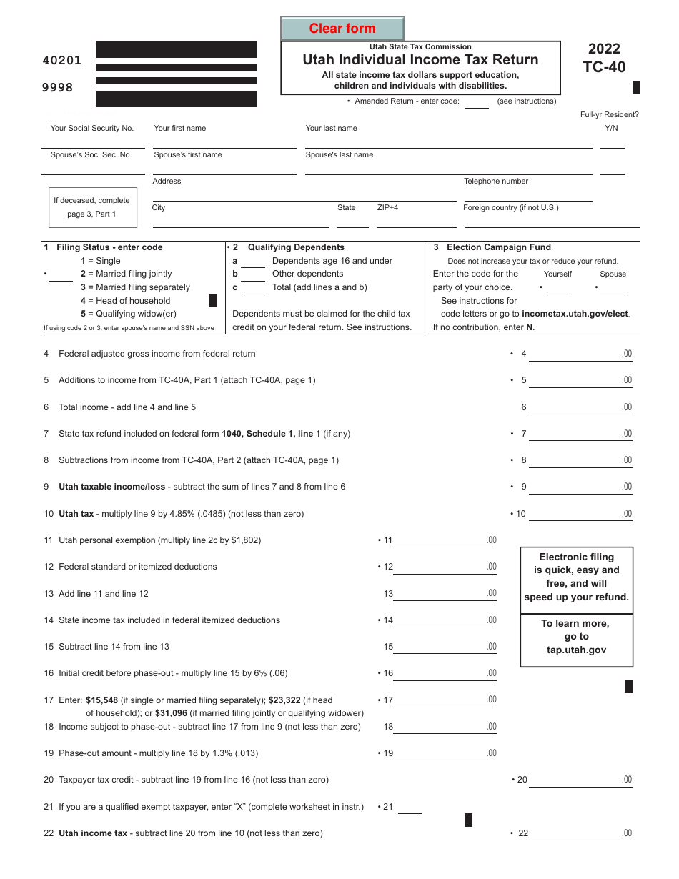 Form TC-40 - 2022 - Fill Out, Sign Online and Download Fillable PDF ...