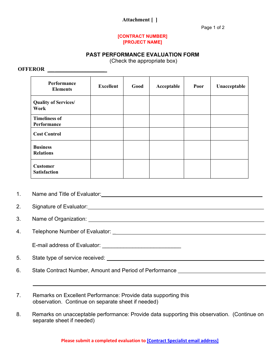 Washington, D.C. Past Performance Evaluation Form - Fill Out, Sign ...