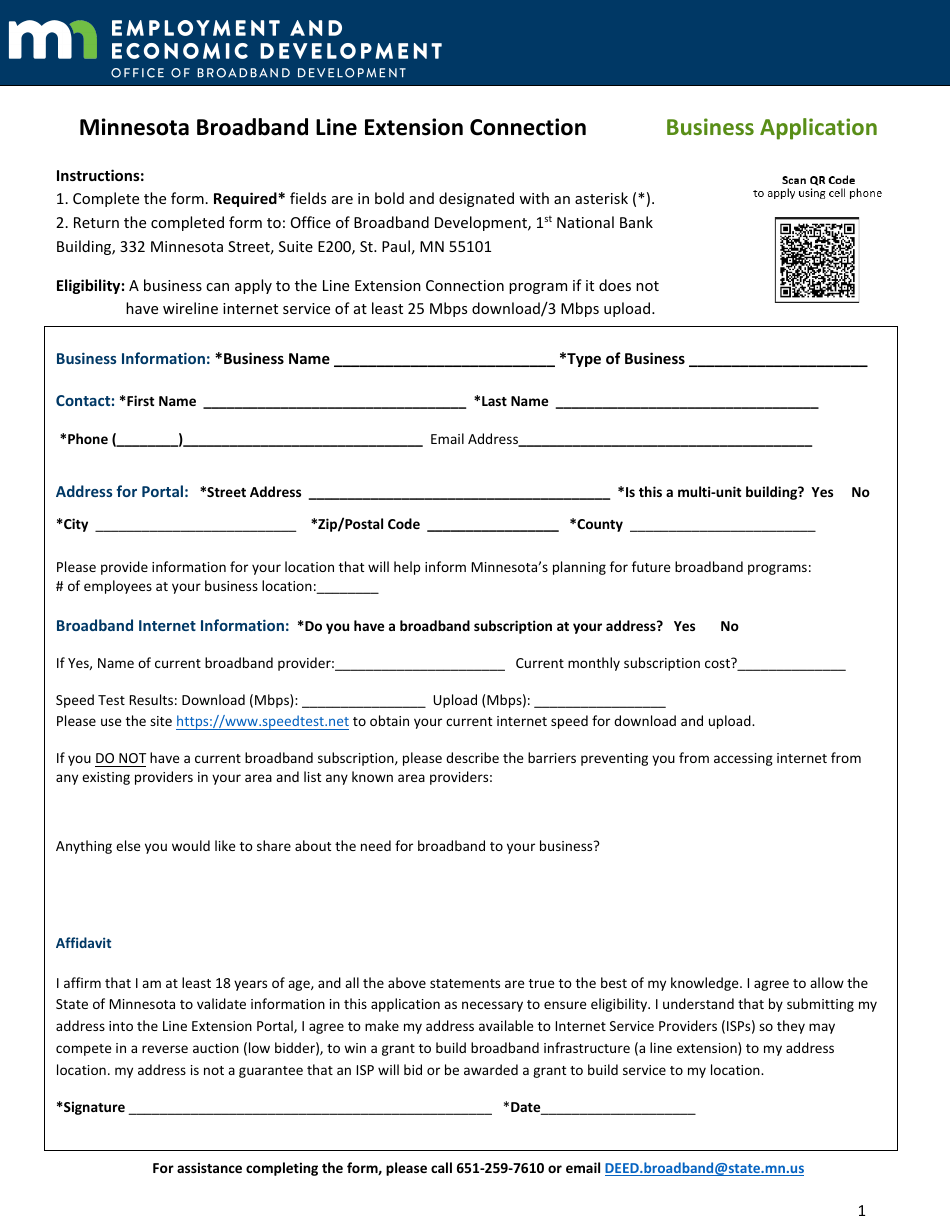 Minnesota Minnesota Broadband Line Extension Connection Business ...