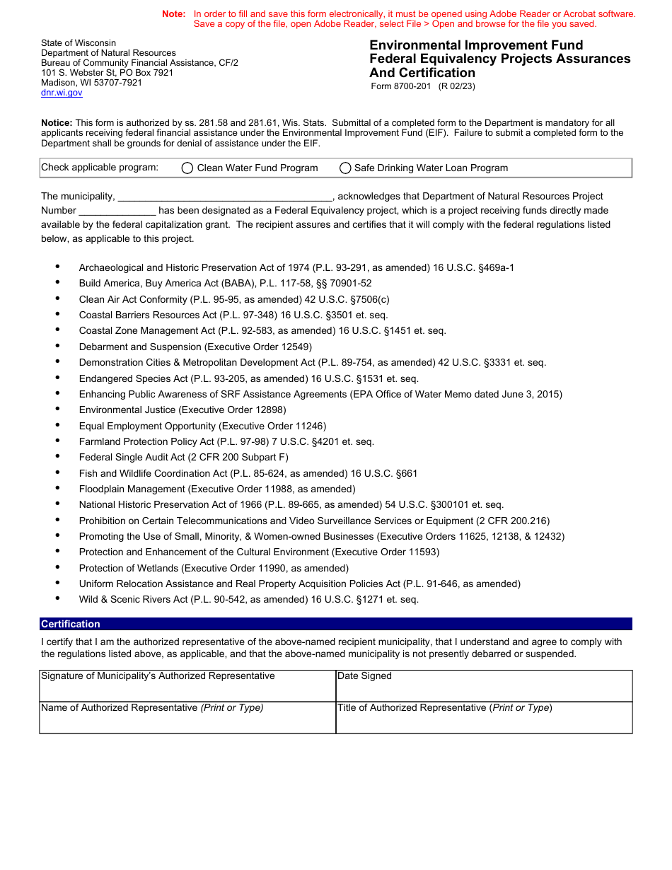 Form 8700-201 Download Fillable PDF or Fill Online Environmental ...