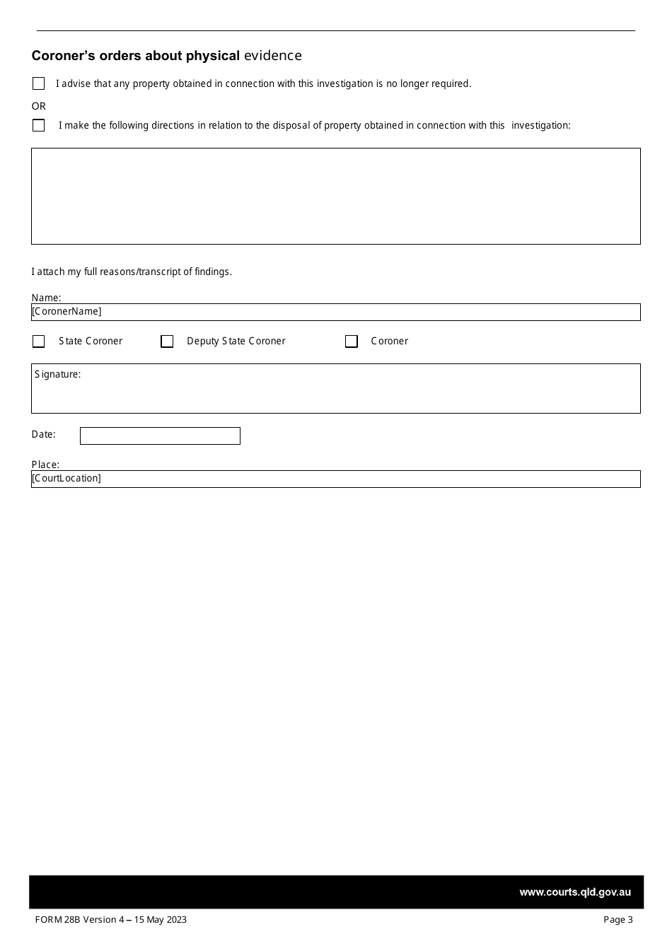 Form 28B - Fill Out, Sign Online and Download Printable PDF, Queensland ...