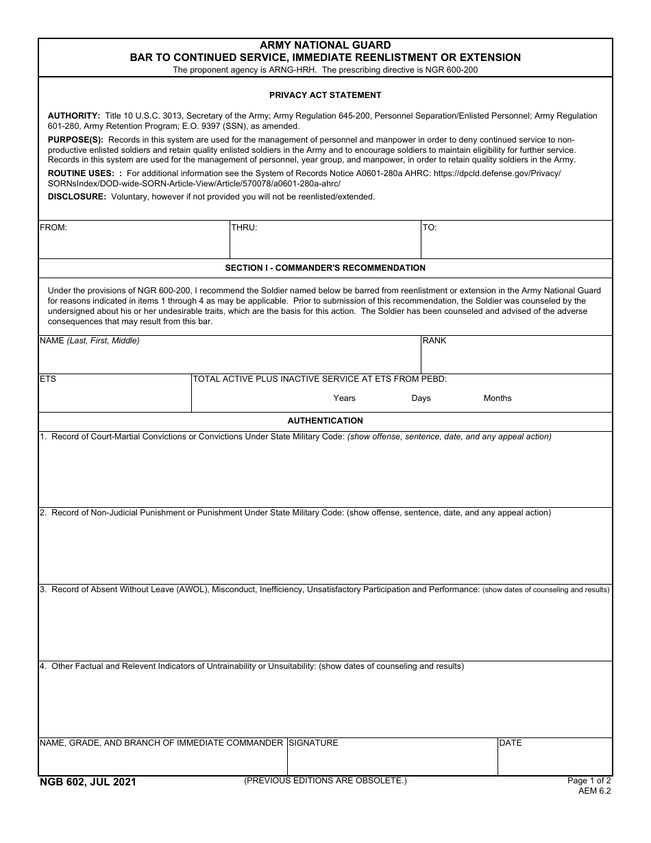NGB Form 602 Download Fillable PDF or Fill Online Army National Guard ...