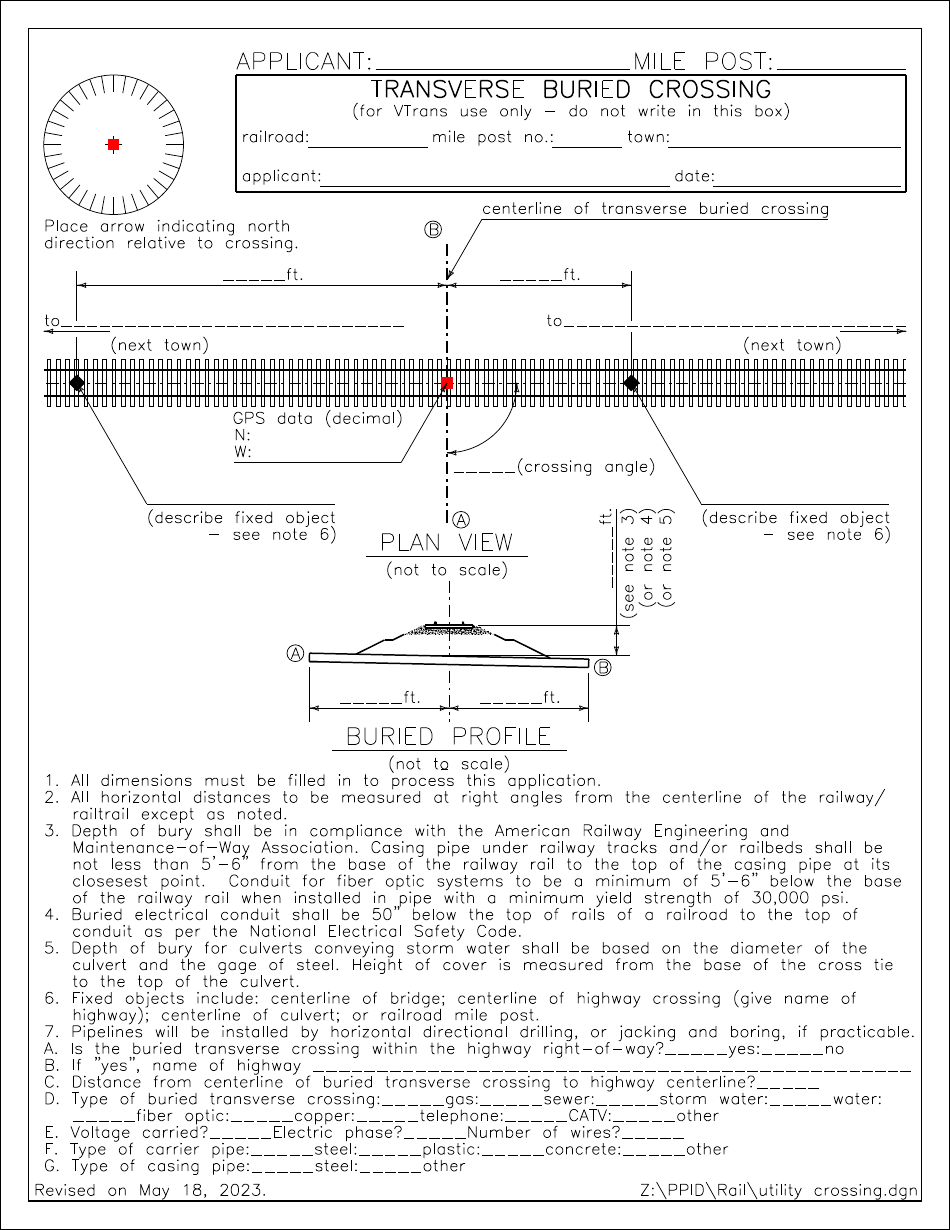 Vermont Transverse Buried Crossing - Fill Out, Sign Online and Download ...