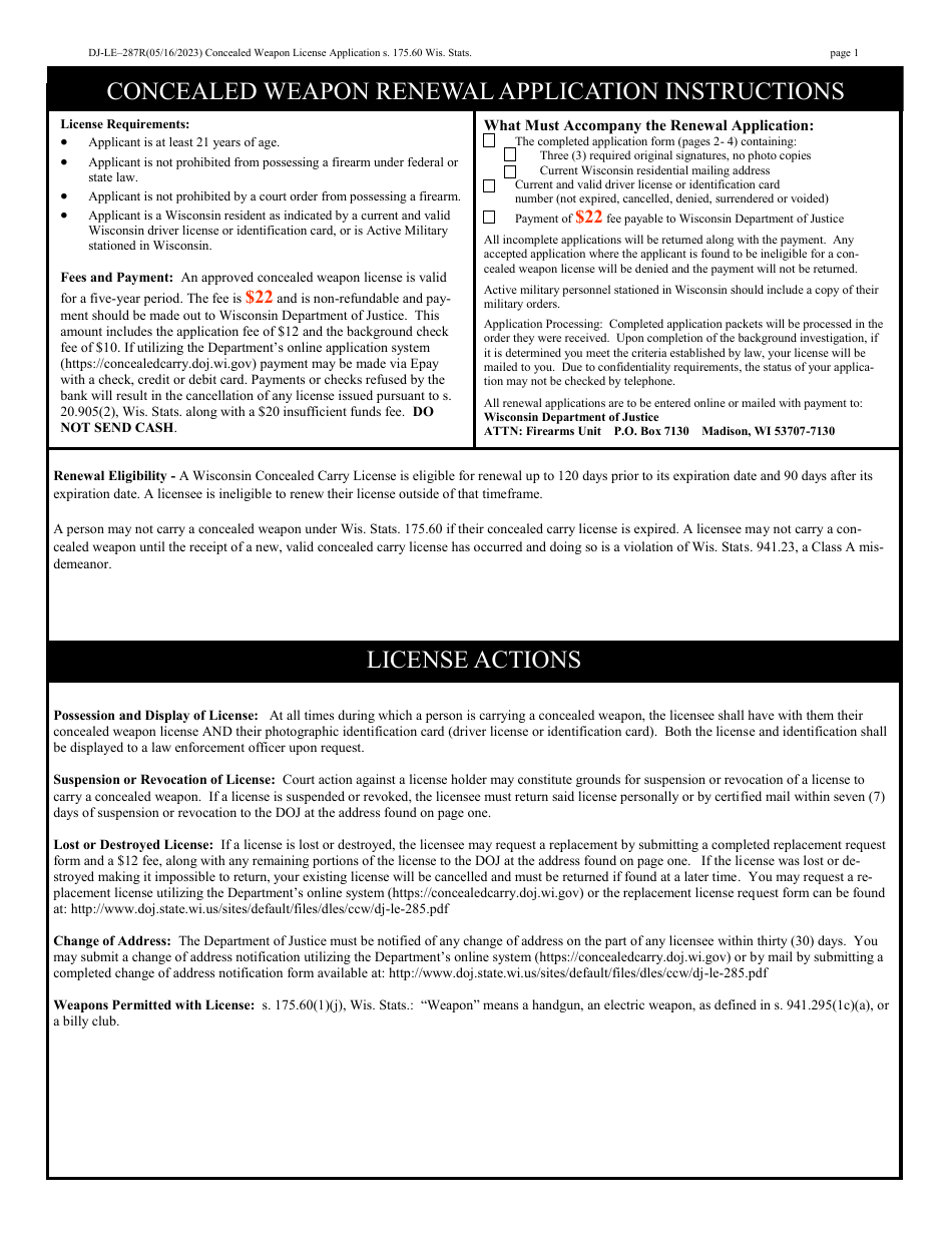 Form DJ-LE-287R Download Printable PDF or Fill Online Renewal ...