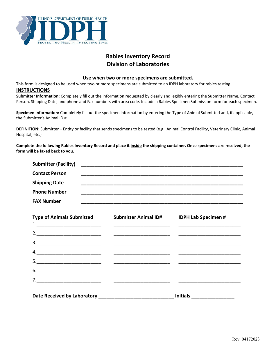 Illinois Rabies Inventory Record - Fill Out, Sign Online and Download ...