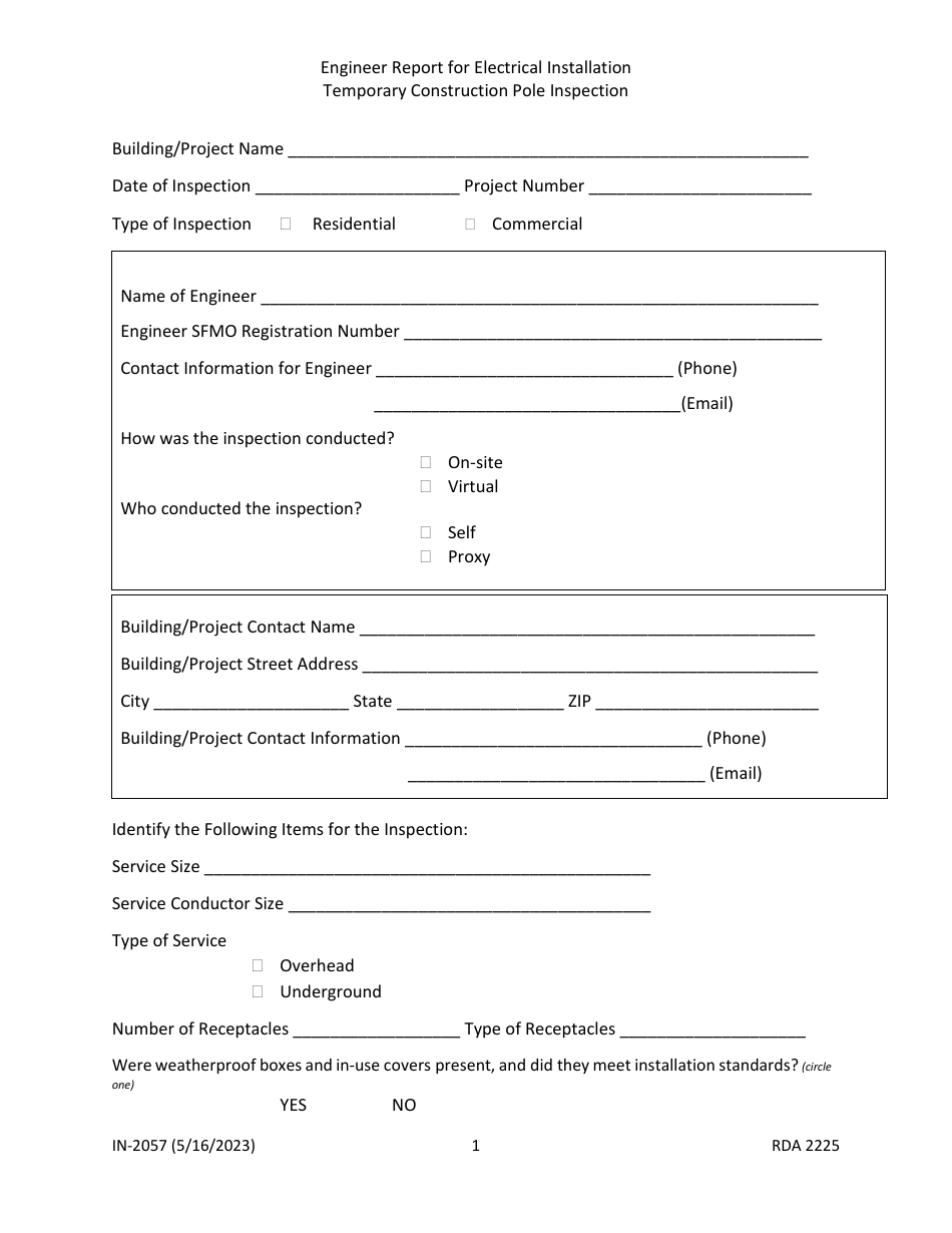 Form IN-2057 - Fill Out, Sign Online and Download Printable PDF ...