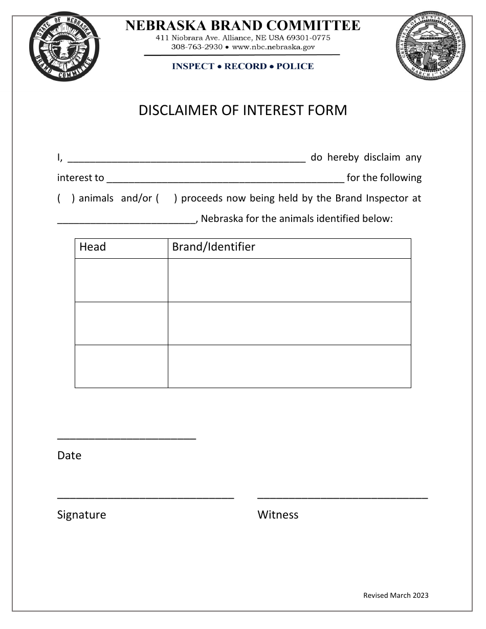 Nebraska Disclaimer of Interest Form - Fill Out, Sign Online and ...