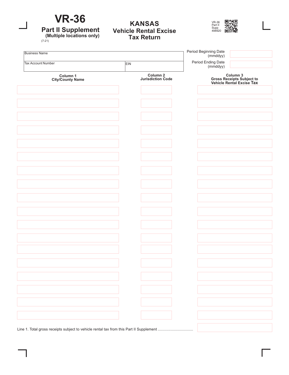Form VR-36 - Fill Out, Sign Online and Download Fillable PDF, Kansas | Templateroller