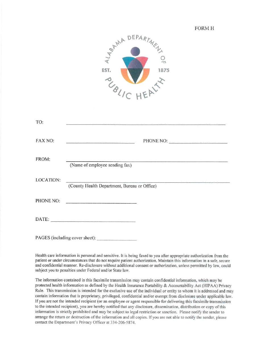 Form H - Fill Out, Sign Online and Download Printable PDF, Alabama ...