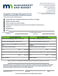 Minnesota Supplier Change Request Form - Fill Out, Sign Online and Download PDF | Templateroller