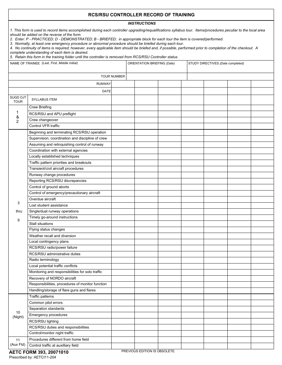AETC Form 393 - Fill Out, Sign Online and Download Fillable PDF ...
