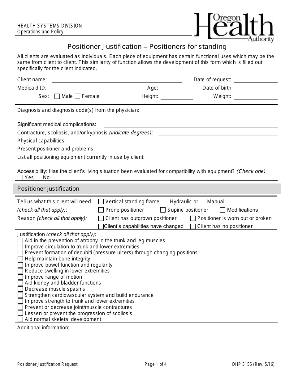 Form OHP3155 - Fill Out, Sign Online and Download Fillable PDF, Oregon ...