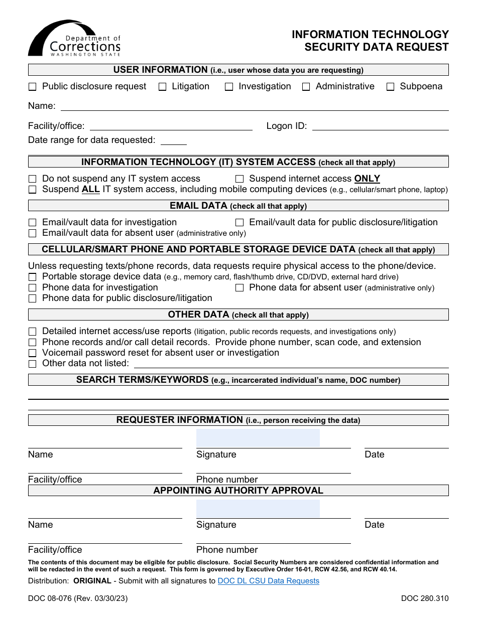 Form DOC08-076 Download Printable PDF or Fill Online Information ...