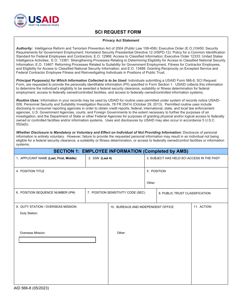 Form AID566-8 - Fill Out, Sign Online and Download Fillable PDF ...