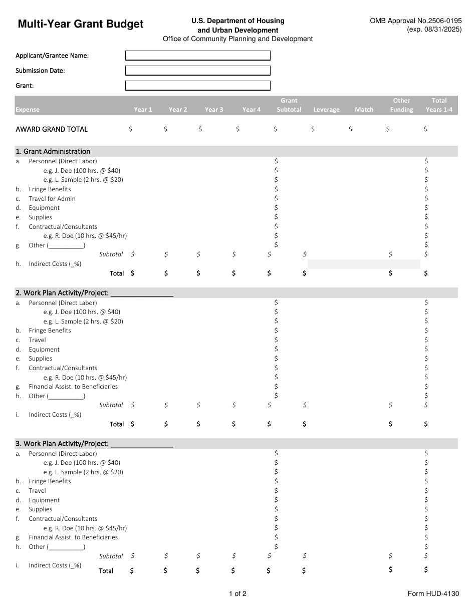 Form HUD-4130 - Fill Out, Sign Online and Download Fillable PDF ...