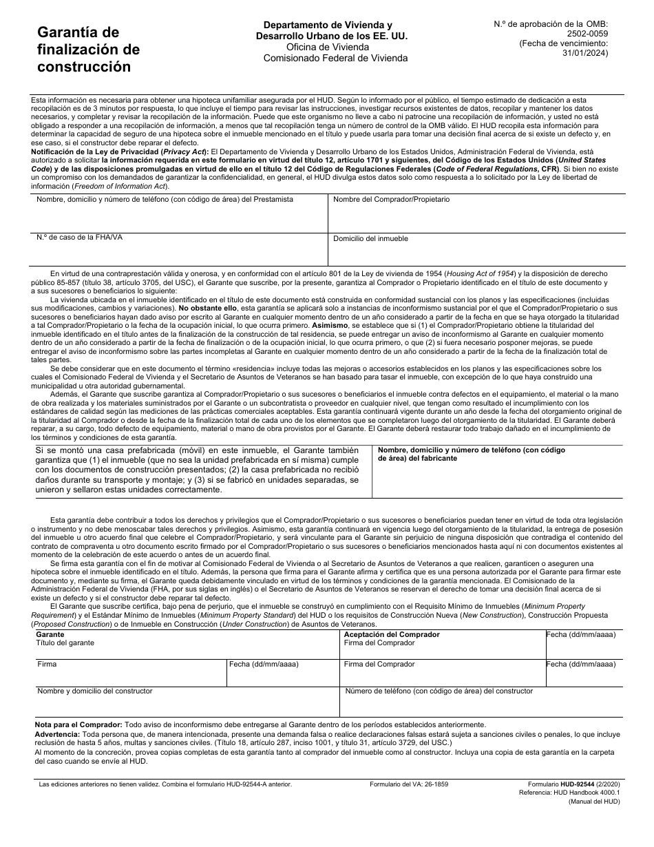 Formulario HUD-92544 - Fill Out, Sign Online and Download Fillable PDF ...