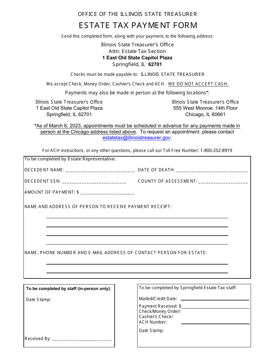 Illinois Estate Tax Payment Form - Fill Out, Sign Online and Download ...