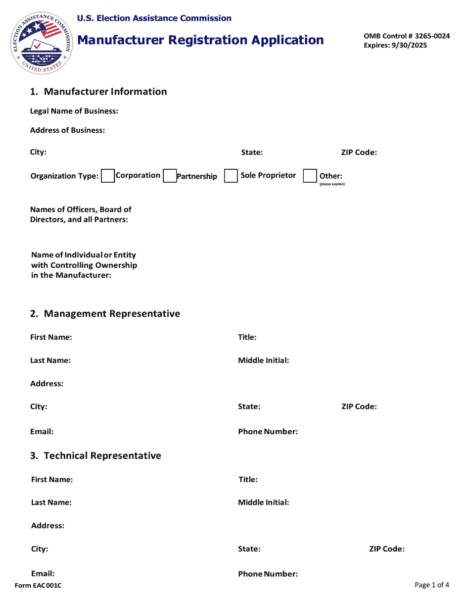 Form EAC001C - Fill Out, Sign Online and Download Fillable PDF ...