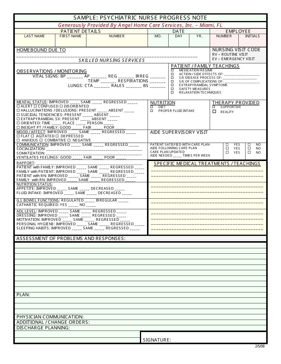 Psychiatric Nurse Progress Note - Fill Out, Sign Online and Download ...